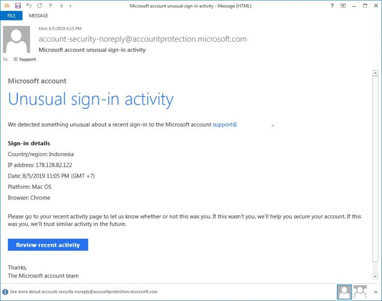 A New Phish - Unusual Sign In Activity from Microsoft - WyzGuys ...